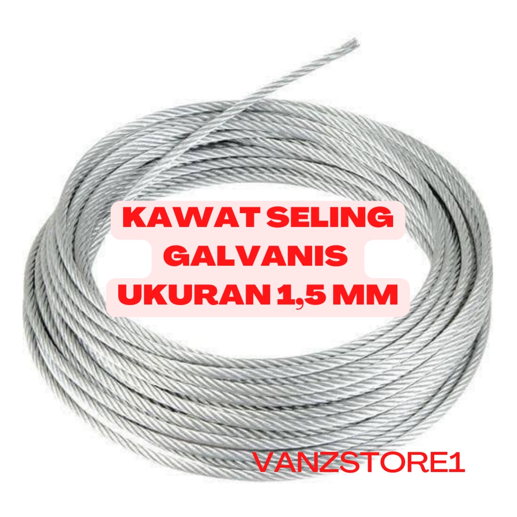Jual Kawat Seling Galvanis 1,5 mm / Wire rope 1,5mm | Shopee Indonesia