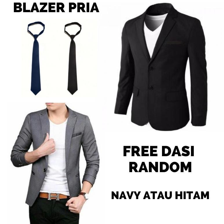 Jual REKOMENDASI Jas Blazer Pria Hitam kancing 2 Slimfit Formal Premium | Shopee Indonesia