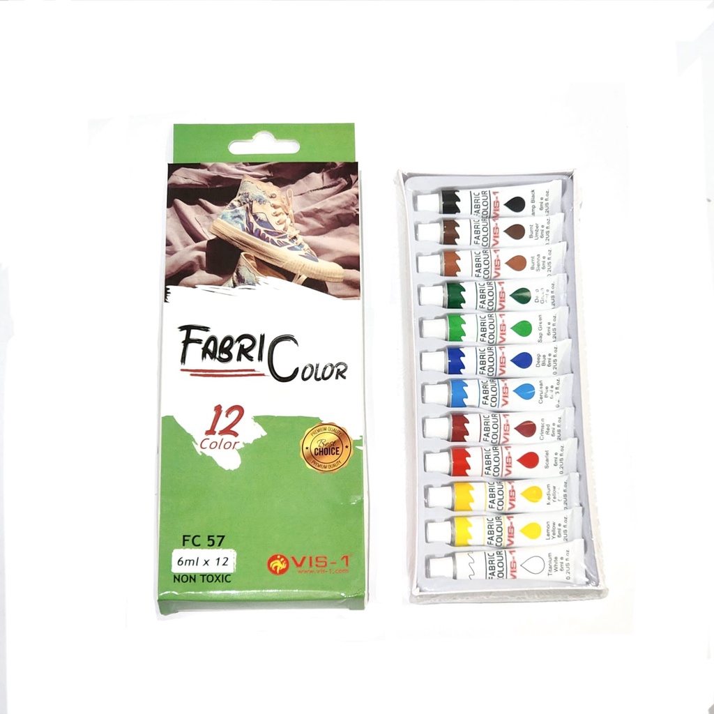 Jual Fabric Paint Colour VIS-1 / Cat Baju / Kain 12 Warna @ 6ml ...