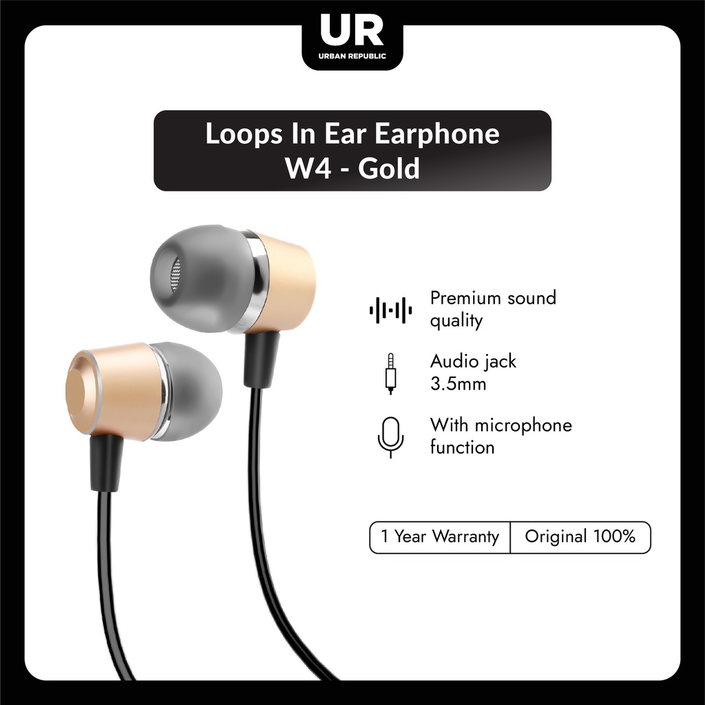 Jual Loops In Ear Earphone W4 - Gold | Shopee Indonesia