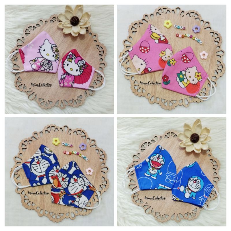 Jual Masker Anak Doraemon Hello kitty // Kain Katun 2ply | Shopee Indonesia
