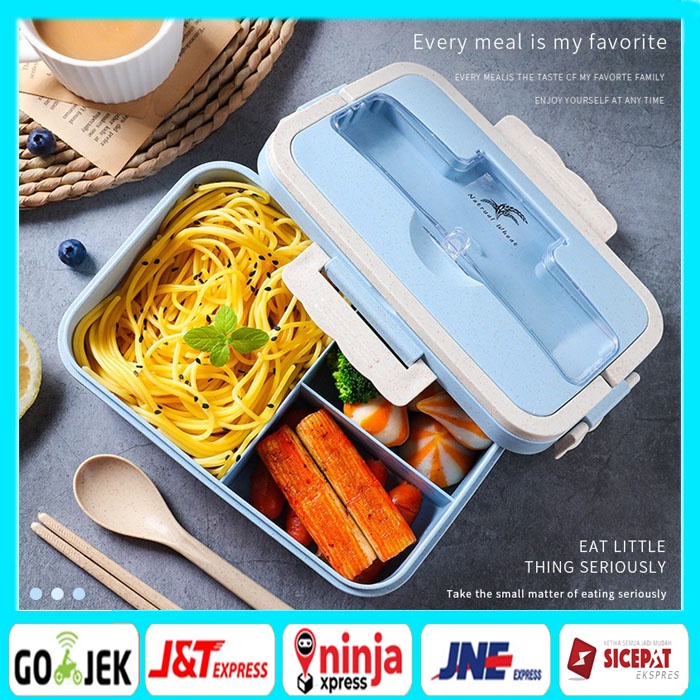 Jual BBS Lunch Box Set Kotak Bekal Makan Jerami Gandum kotak makan Anti Tumpah Free Sendok dan ...