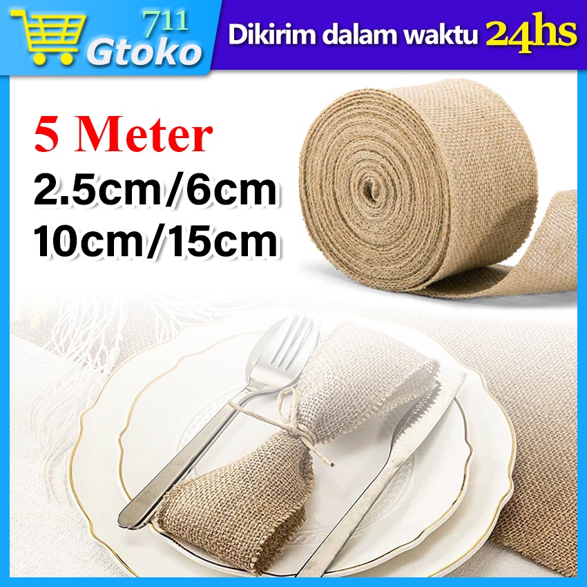 Jual Pita Kain Goni Natural Pita Burlap Jute Ribbon Dekorasi Vintage ...