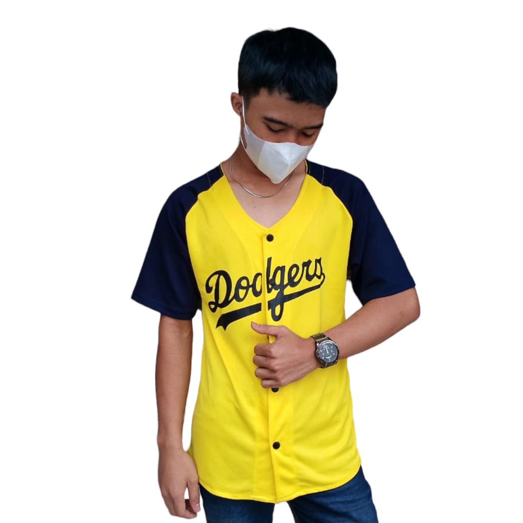 Jual Jersey Baseball DODGERS Kuning tangan Navy Terbaru. | Shopee Indonesia