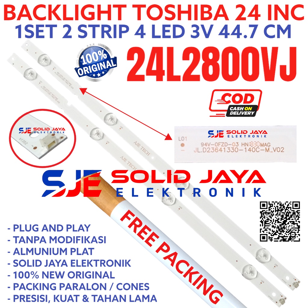 Jual BACKLIGHT TV LED TOSHIBA 24 INC 24L2800 24L2800VJ VJ 24 LAMPU BL 4K 3V 4LED 4 KANCING 3 ...