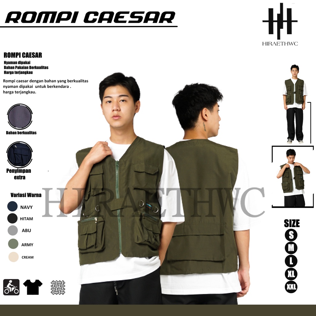 Jual ROMPI CARGO MULTIFUNGSI VEST HIJAU ARMY UNISEX TERBAIK | Shopee ...