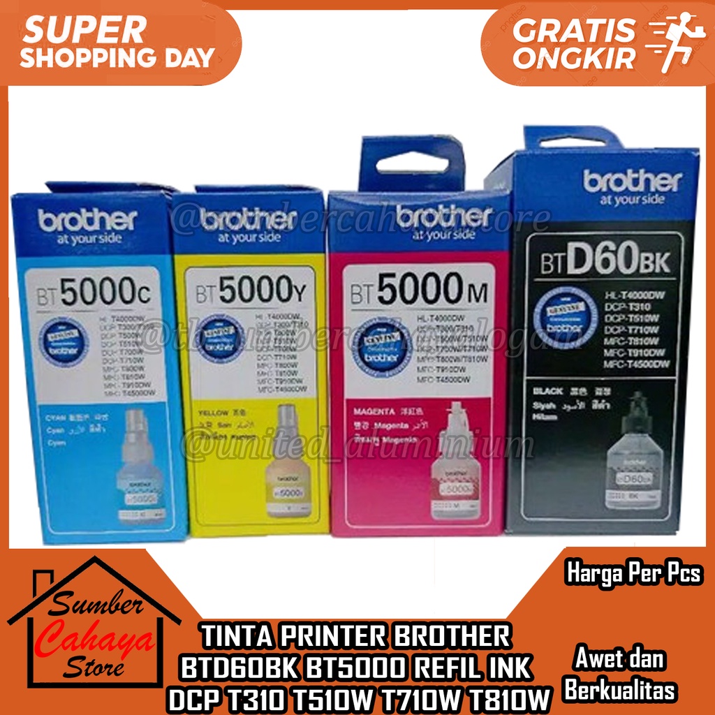 Jual Brother Tinta Refill Reffil Ink For Printer Btd60bk Bt5000 Dcp T310 T510w T710w T810w T ...