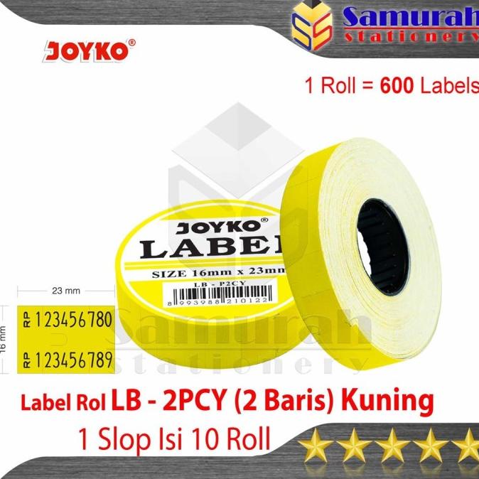 Jual Kertas Label Rol 2 Baris Joyko LB-P2CY Kuning Slop Price Labels 2 ...