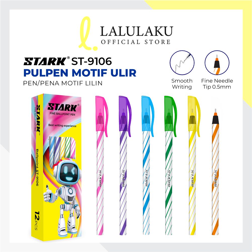 Jual Pen Lilin Stark ST9106 12 Pcs Pulpen Ulir Sekolah Kantor Tinta ...
