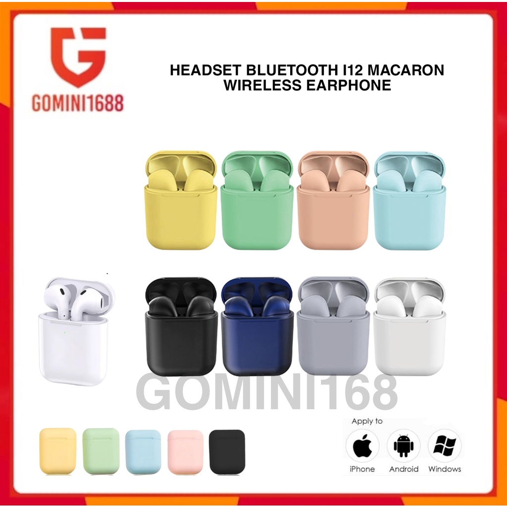 Jual Headset Bluetooth Inpods I12 Hf Tws Macaron Warna Warni Android Ip ...