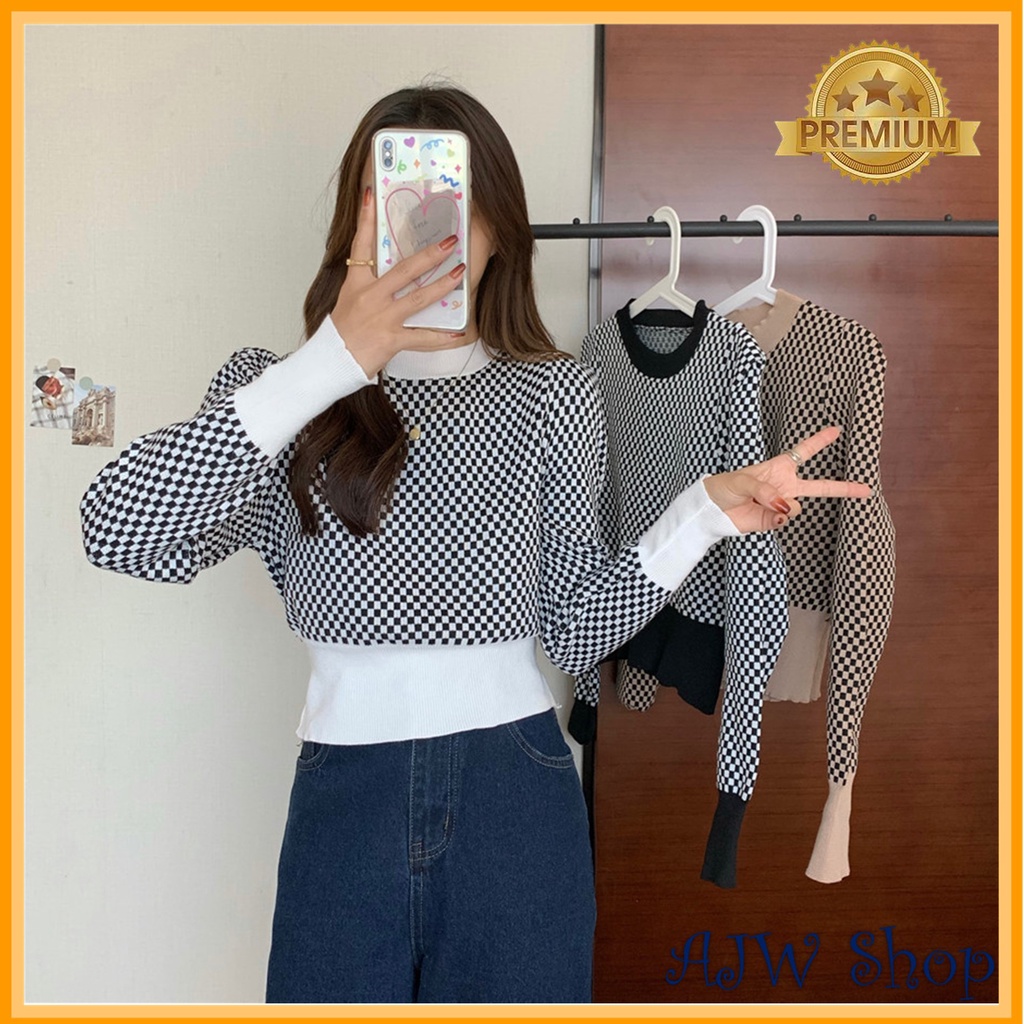 Jual AJW Atasan Wanita Korean Style Premium Rajut Import High Quality XAH | Baju Wanita Kekinian ...