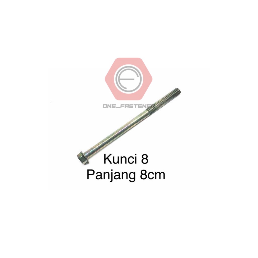 Jual Baut Flange Bolt M6x80 Hijau Kunci 8 blok mesin cvt 6mm 8cm ulir ...