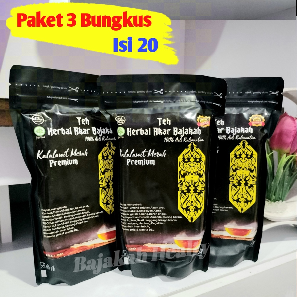 Jual Paket Hemat 3 Bungkus Teh Bajakah Kalalawit Merah Isi 20 Original ...