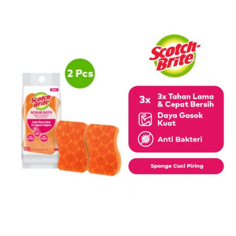 Jual Scotch brite 3M sabut spons scrub dots NS SDNSPK2 | Shopee Indonesia