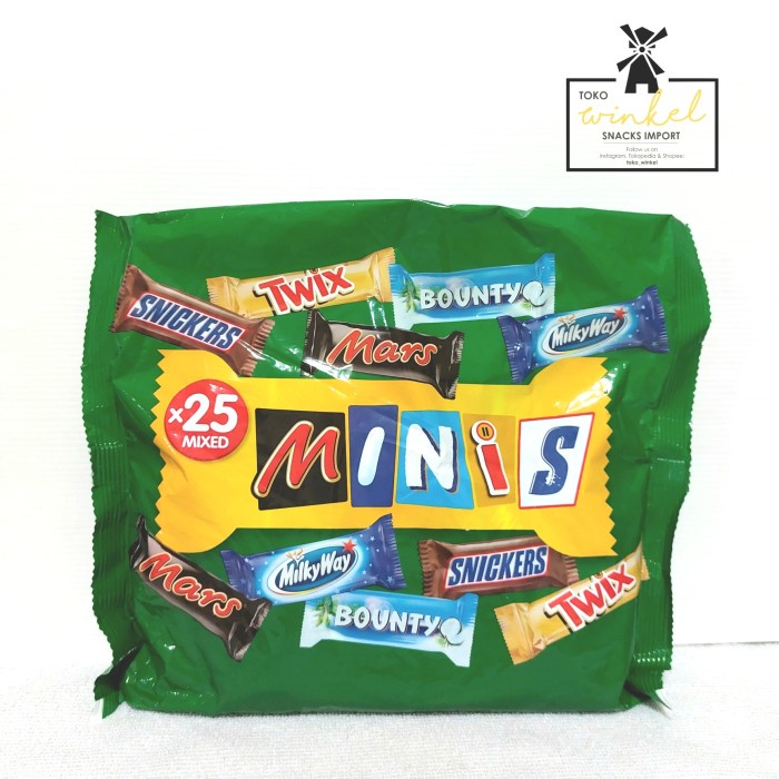 Jual Coklat Mini's Mix, 25 pcs,500 gr, Snickers,Mars, Bounty,Twix ...