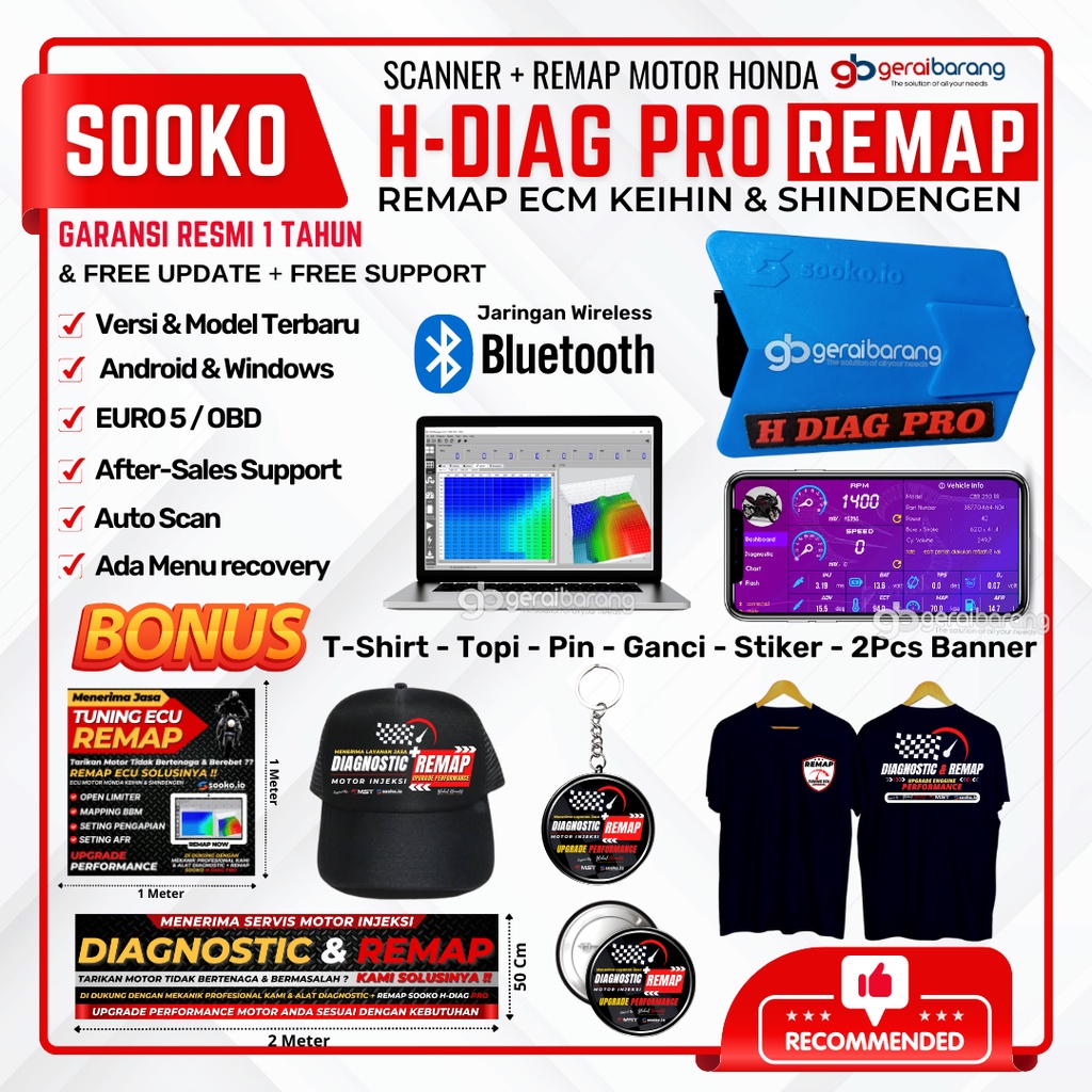Jual Sooko H-diag Pro Diagmostic Tool + Remap Flash ECU ECM Motor Honda ...
