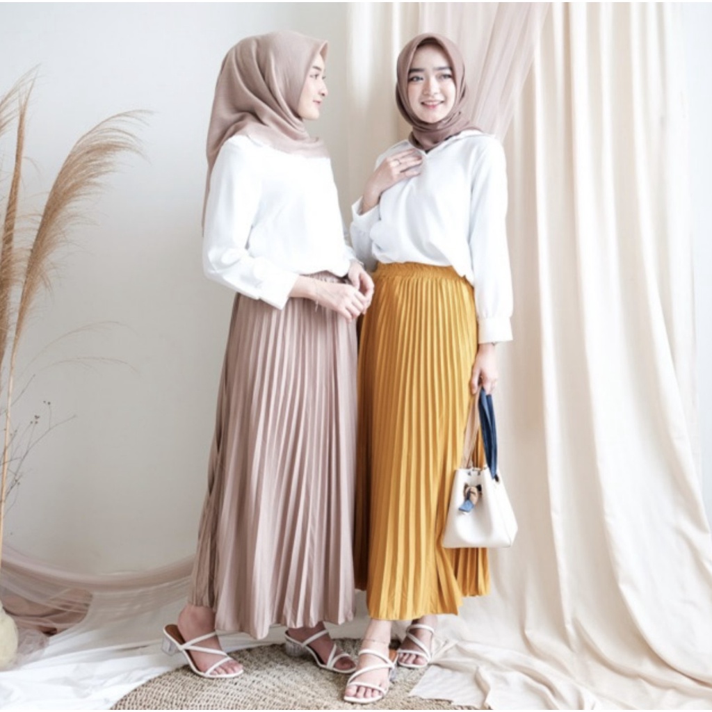 Jual ROK PLISKET KLOK PREMIUM LIPATAN BESAR | BAWAHAN WANITA MAYUNG JUMBO | Shopee Indonesia