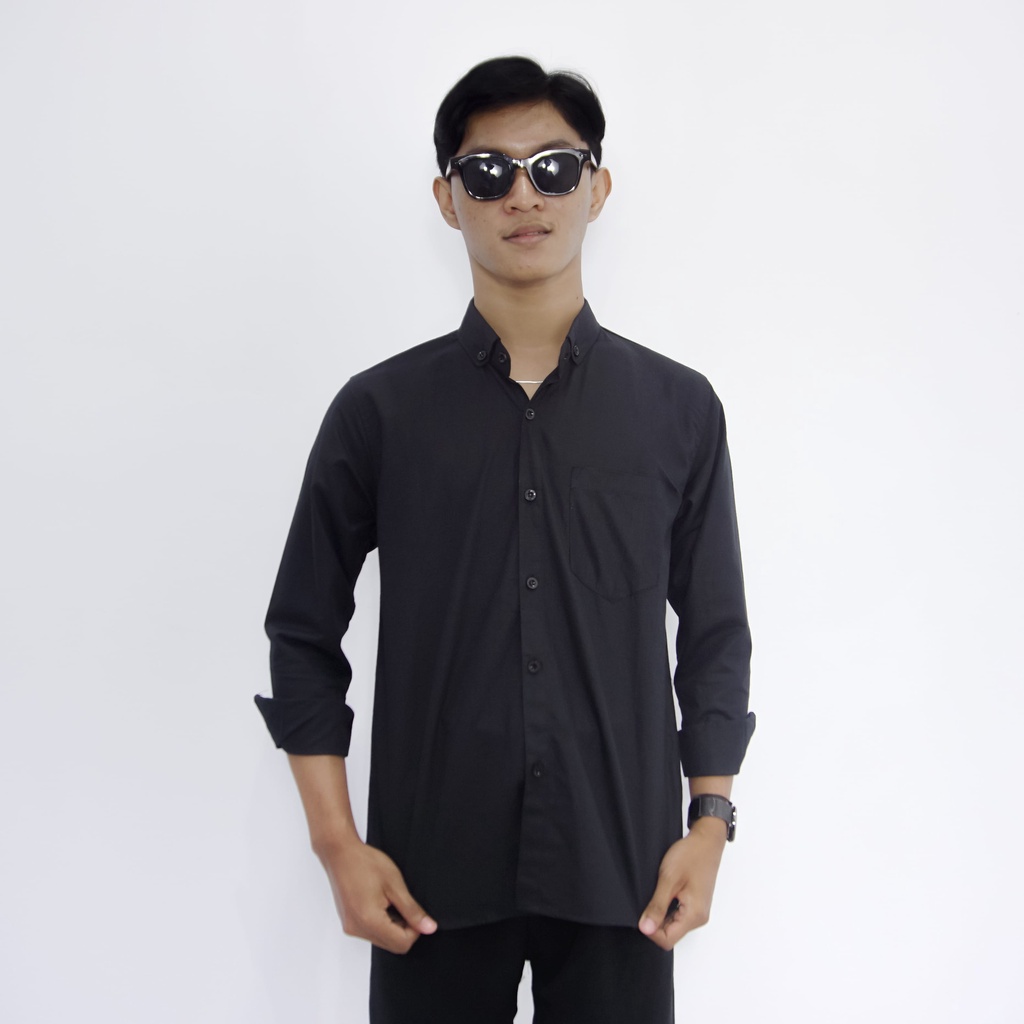 Jual BAJU COUPLE LEBARAN FUJI GAMIS HITAM POLOS KEMEJA HITAM LENGAN ...