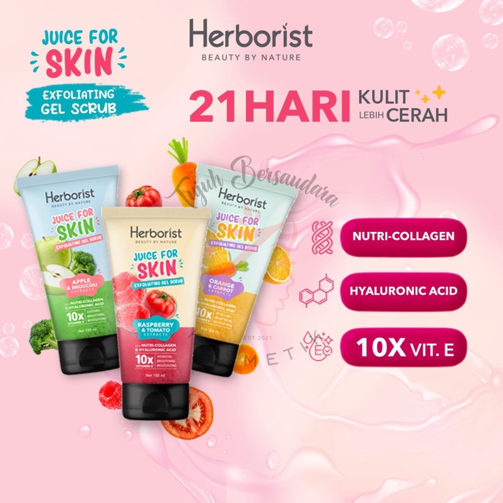 Jual Herborist Juice For Skin Exfoliating Gel Scrub Series 150ml | Raspberry & Tomato | Apple ...