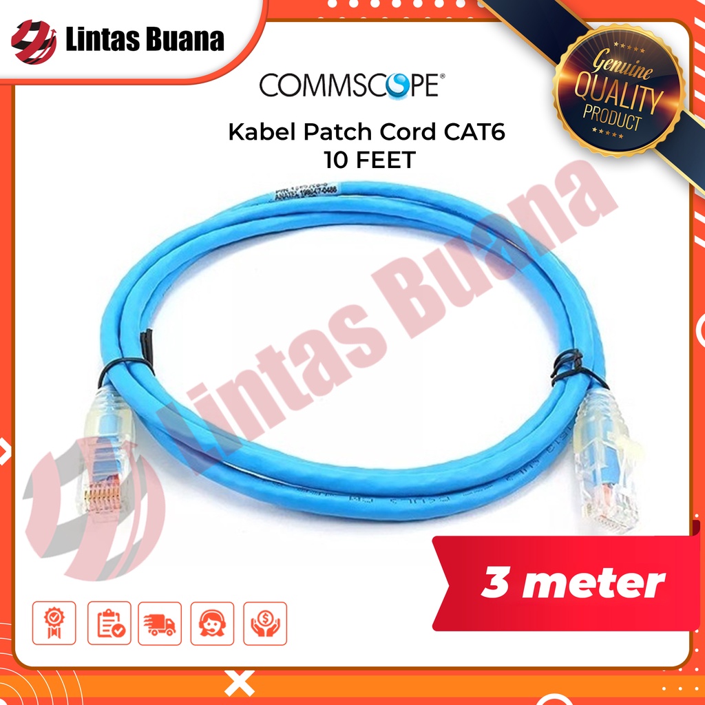 Jual Kabel Patch Cord AMP Commscope Cat 6 10 Feet / Kabel LAN Cat6 (3 ...