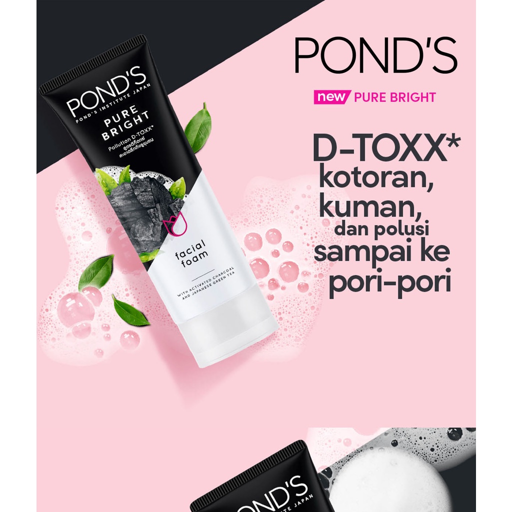 Jual Ponds Pure Bright Facial Foam with Activated Charcoal & Japanese ...