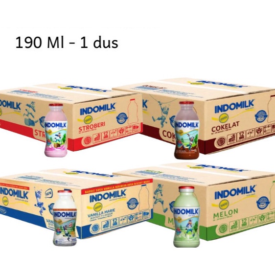 Jual INDOMILK Susu UHT Kemasan Botol 190 ml @24pcs | Shopee Indonesia
