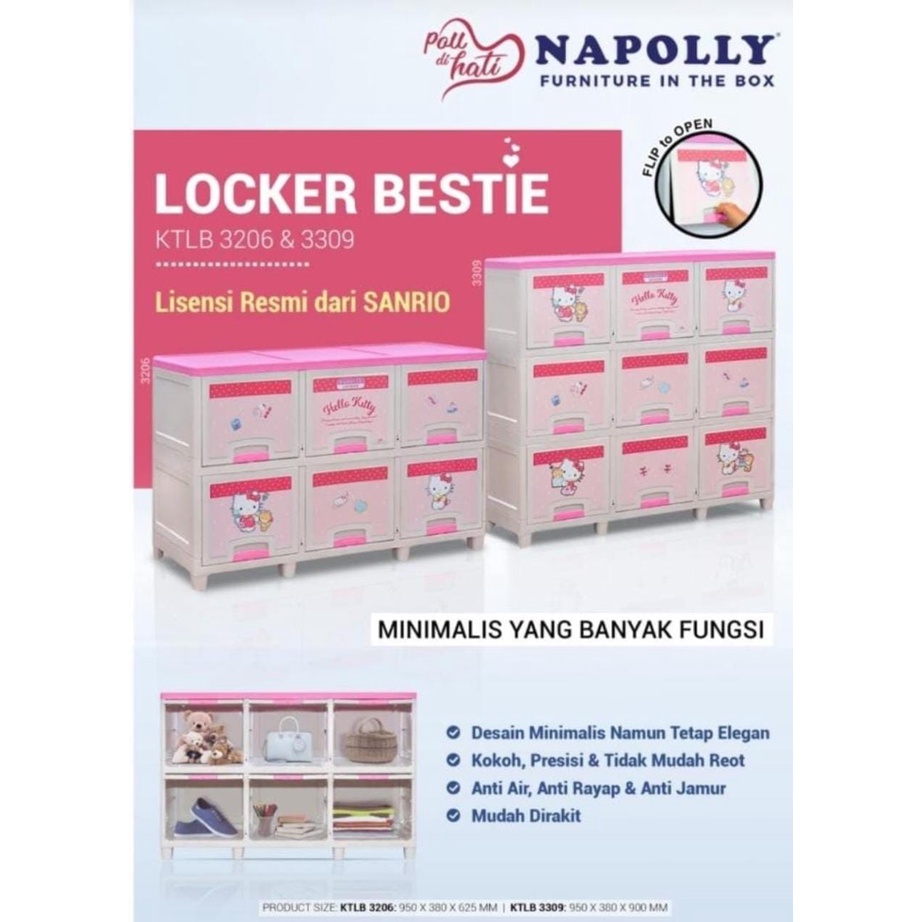 Jual NAPOLLY LEMARI PLASTIK LOCKER BOX SANRIO HELLO KITTY SERBAGUNA ...