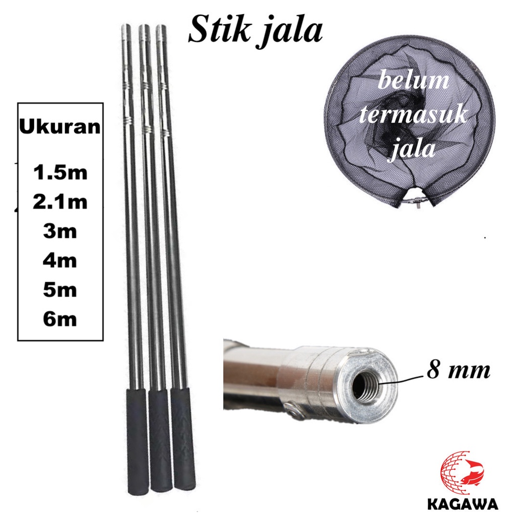 Jual Tanggok Serokan jala ikan 4m/5m/6m/Tongkat Stik Pencedok/ Serokan ...