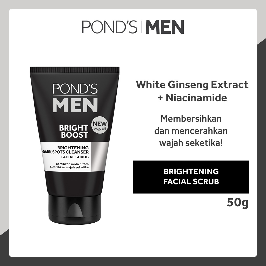 Jual Ponds Men Bright Boost Face Scrub 50G | Shopee Indonesia