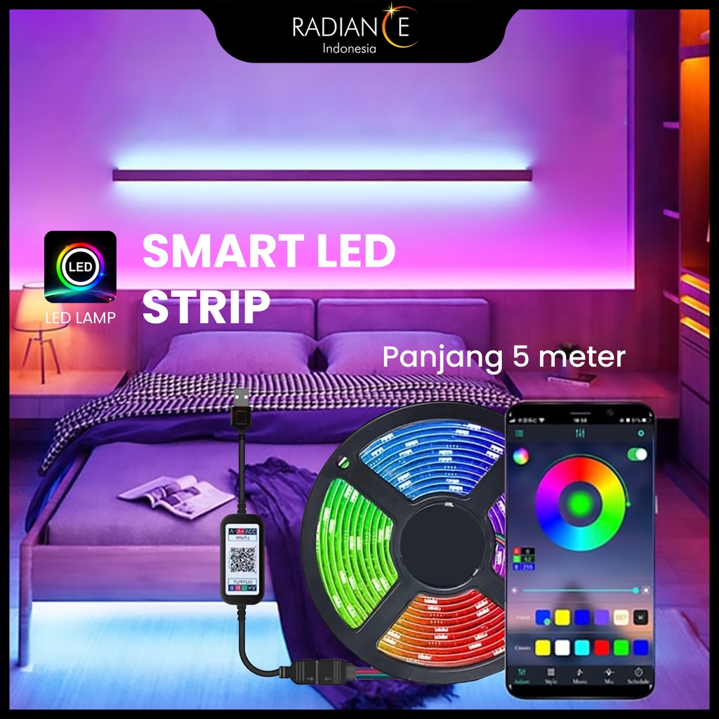 Jual Smart LED Strip Light 5050 RGB Lampu Strip Pintar Dengan Aplikasi ...