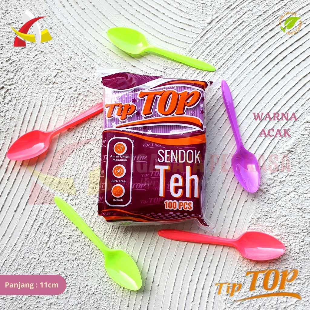 Jual Sendok Teh Tip Top Plastik Warna / Tea Spoon Kecil Puding 100Pcs ...