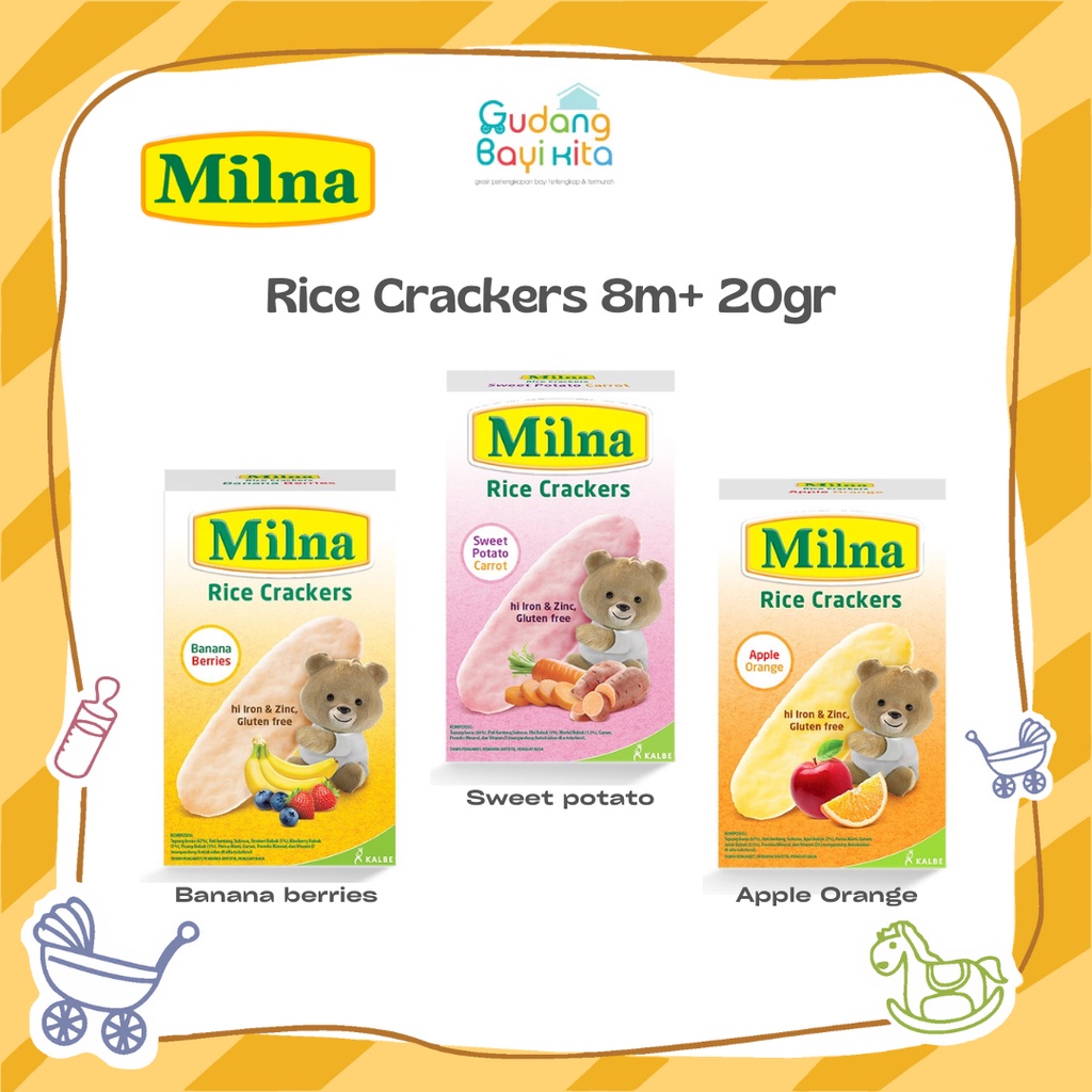 Jual Milna Rice Crackers 8m+ 20gr - Snack Crackers - Camilan Bayi ...