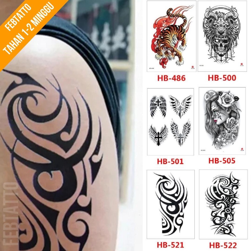 Jual Tato Temporer Ukuran 21cm x 15cm Motif Tribal HB 521 Tato Lengan ...