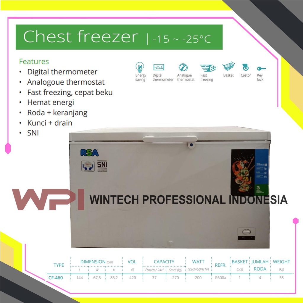 Jual RSA CF-460 CF460 CF 460 Chest Freezer - Box Pendingin - Lemari ...