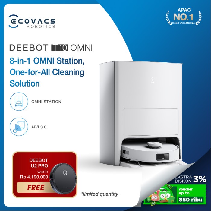 Jual Ecovacs DEEBOT T10 OMNI Robot Vacuum Cleaner Sapu Vacum Pel Vakum ...