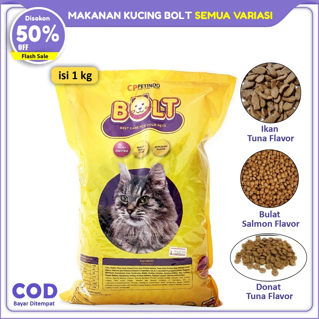 Jual Makanan Kucing Bolt Cat Food Kibble Rasa Ikan Tuna Salmon Bulat ...