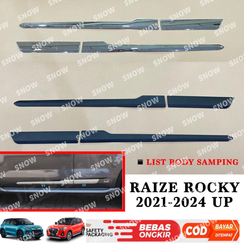Jual List Body Samping Mobil Raize Rocky 2021 2023 2024 Hitam Chrome ...