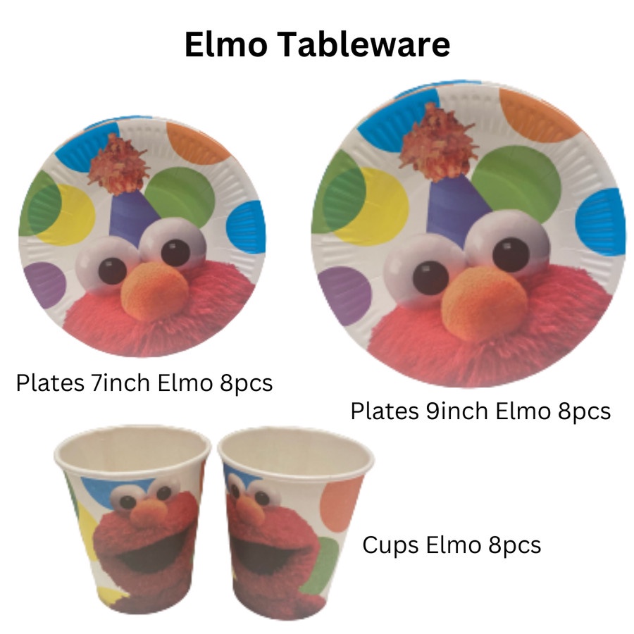 Jual Paper Plates Cups Elmo Sesame Street / Piring Gelas Kertas Pesta ...