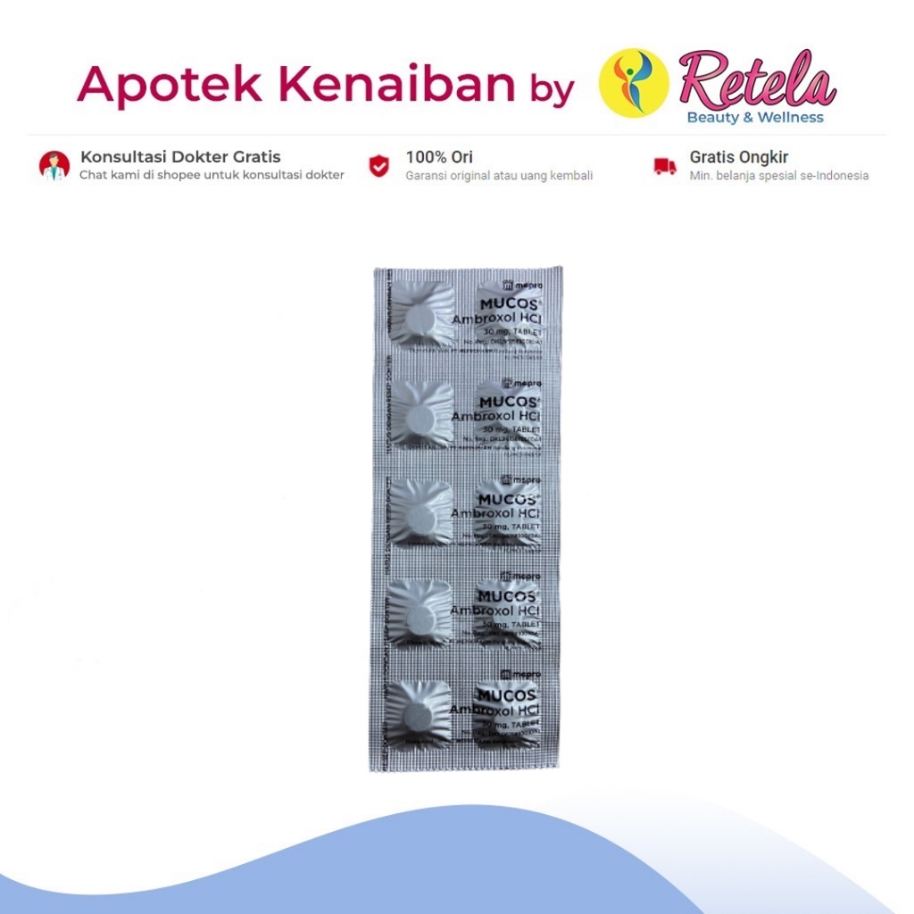Jual MUCOS 30MG 1 STRIP 10 TABLET/ AMBROXOL/ PENGENCER DAHAK | Shopee ...