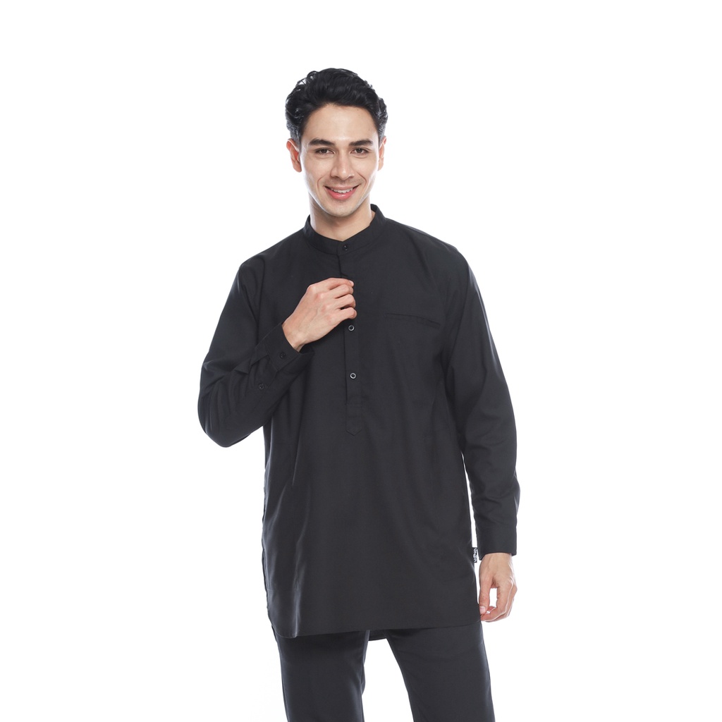 Jual Gizmo Baju Koko Kurta Muslim Premium Lengan Panjang Hitam | Shopee ...