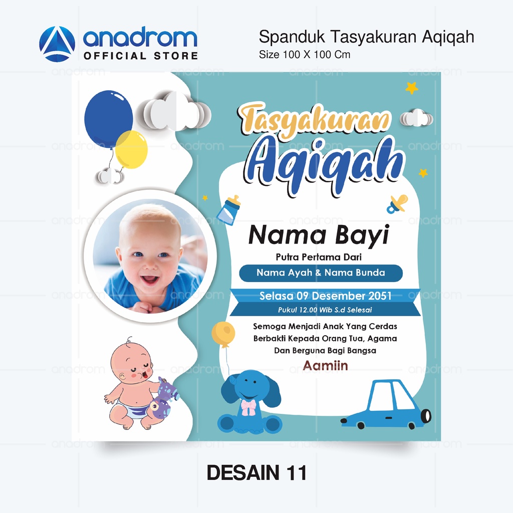 Jual Spanduk Tasyakuran Aqiqah Untuk Laki laki | Banner Aqiqah Custom ...