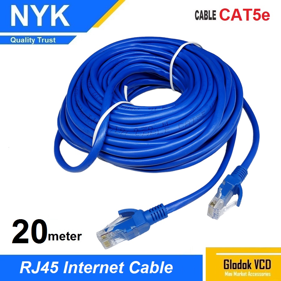 Jual NYK Cat5 20m Ethernet Network Cable / Kabel LAN UTP CAT5e | Shopee Indonesia