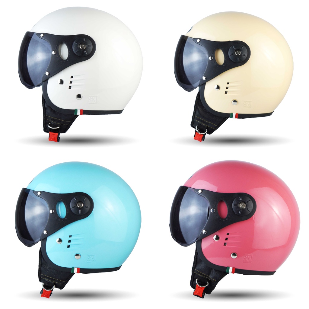 Jual Helm Bogo Dewasa Wanita Polos Cewek SnI Kaca Pilot Helem Hijab ...