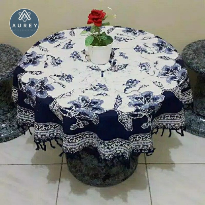 Jual taplak meja tamu bulat ukuran diameter 100cm motif batik cap ...