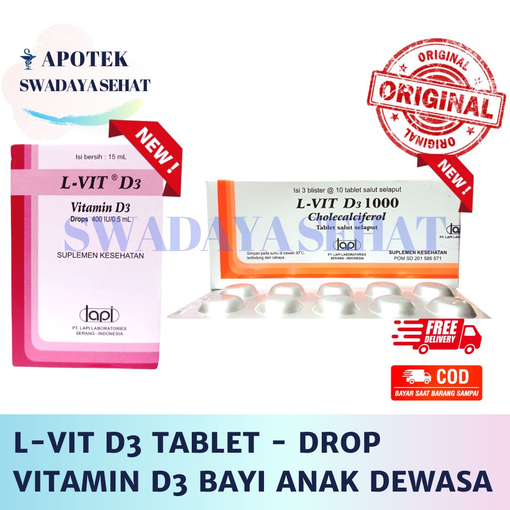 Jual L-VIT D3 DROPS 15ML - Strip 10 Tablet Varian Drop Vitamin D3 Bayi Anak Dewasa LVIT L Vit ...