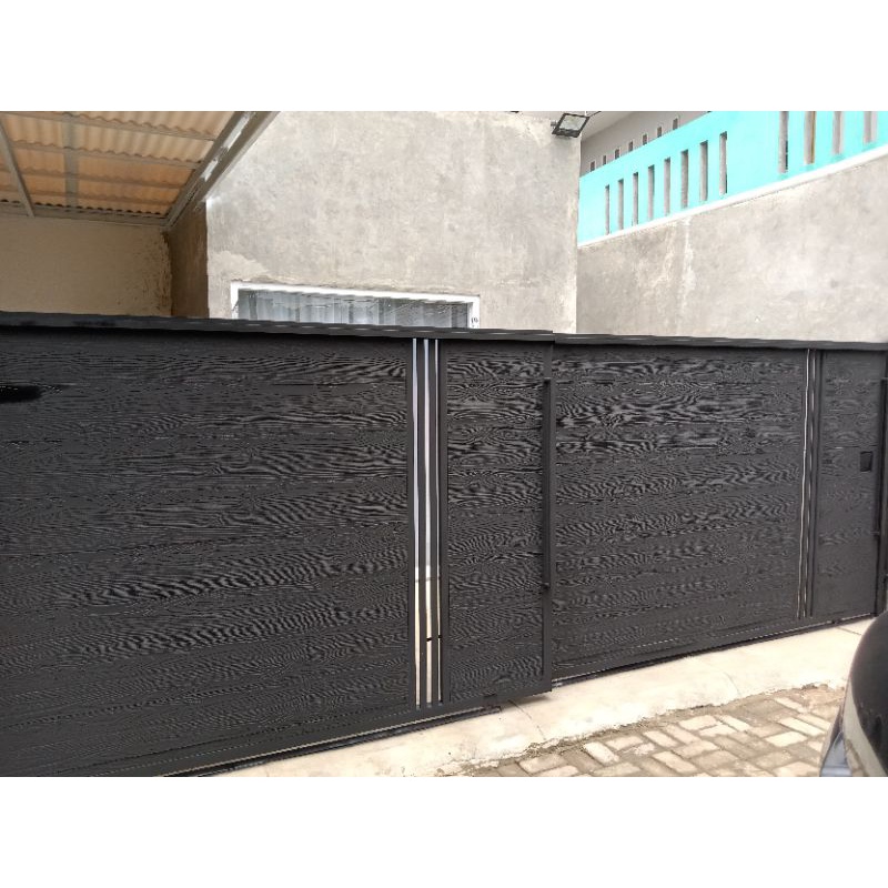 Jual pagar besi motif kayu double sleding | Shopee Indonesia