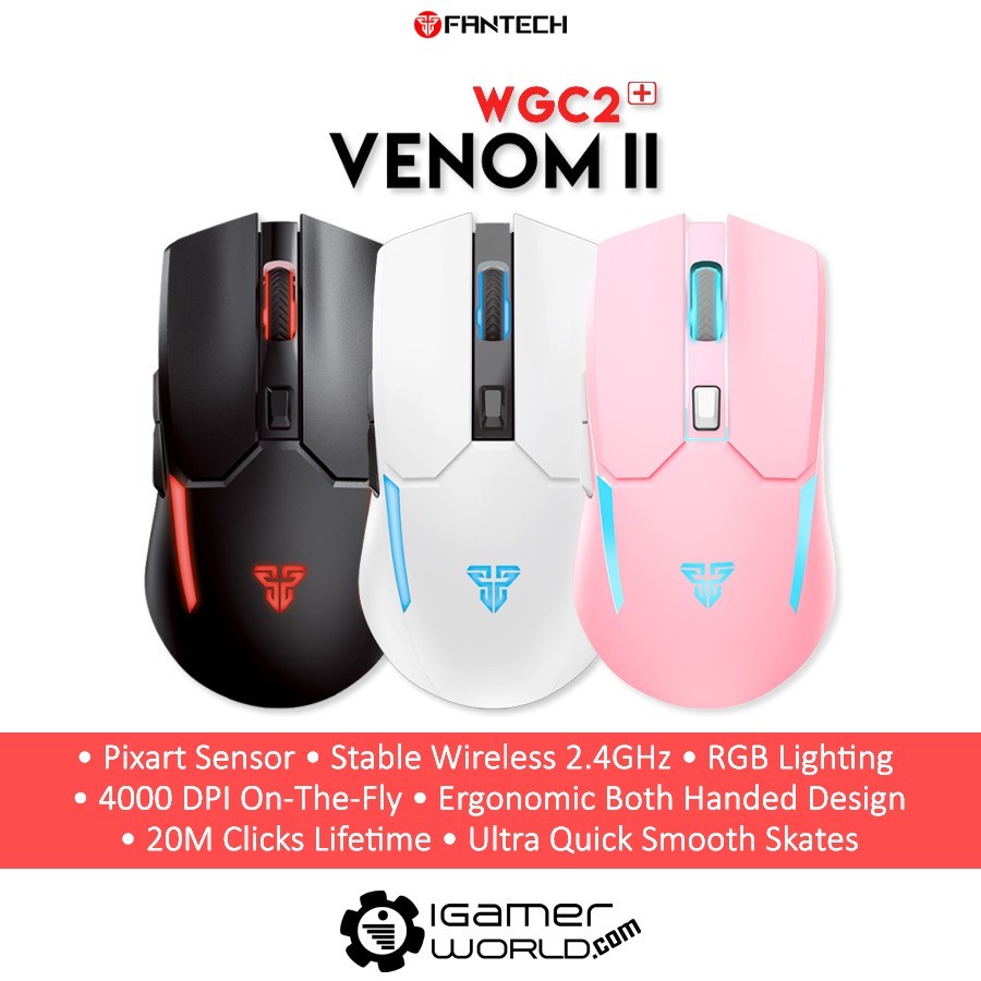 Jual Fantech VENOM II WGC2 Rechargeable 2400 DPI Wireless Gaming Mouse ...