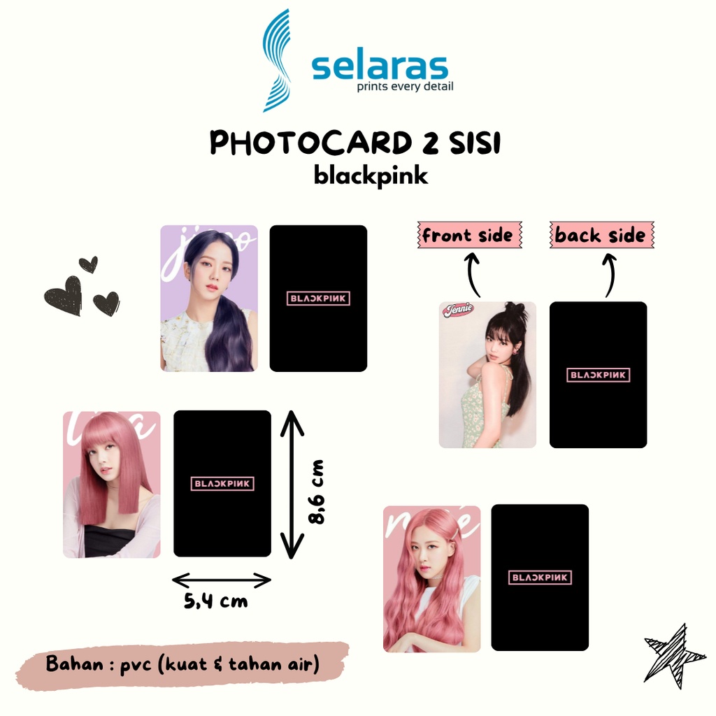 Jual Photo Card Foto Blackpink bahan PVC Fancy Card 2 Sisi | Shopee ...