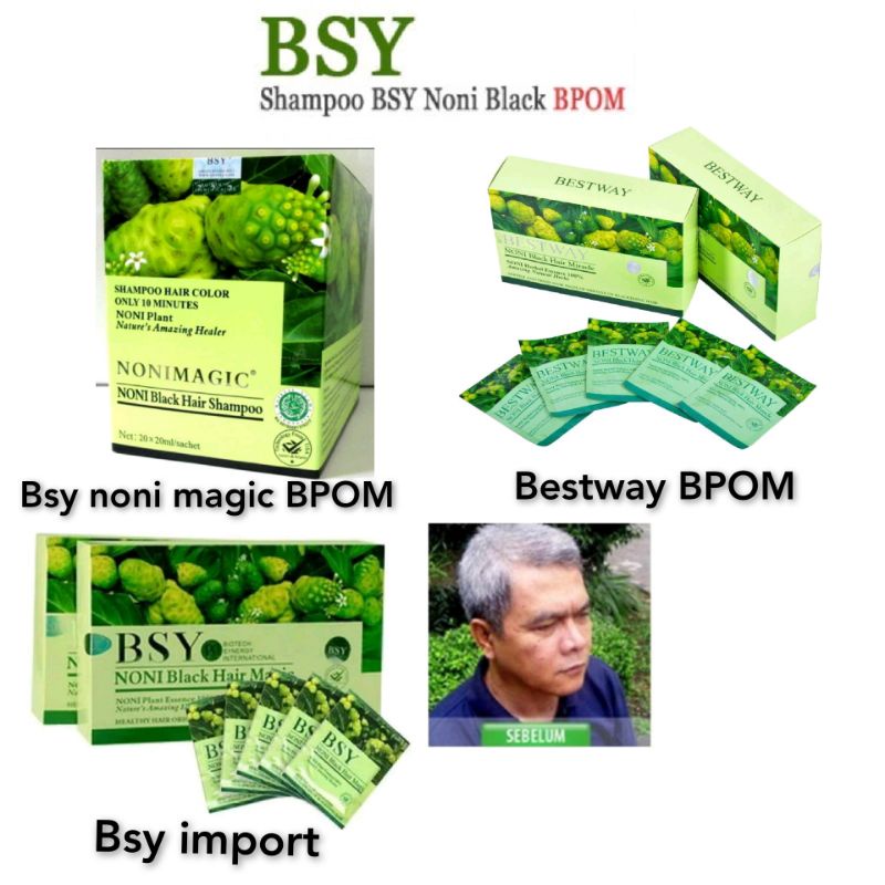 Jual BSY/NONI BLACK HAIR SHAMPO/BESTWAY 1BOX | Shopee Indonesia