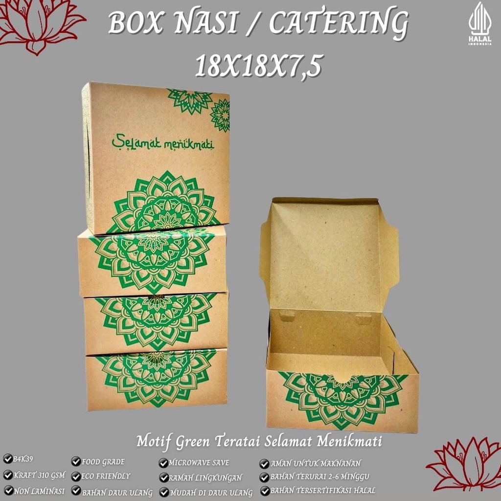 Jual Dus Nasi 18x18 Box Catering Box 18x18 Dus 18x18 Motif Teratai (B4K39) | Shopee Indonesia